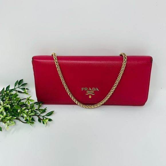 Prada | Bags | Prada Red Wallet | Poshmark